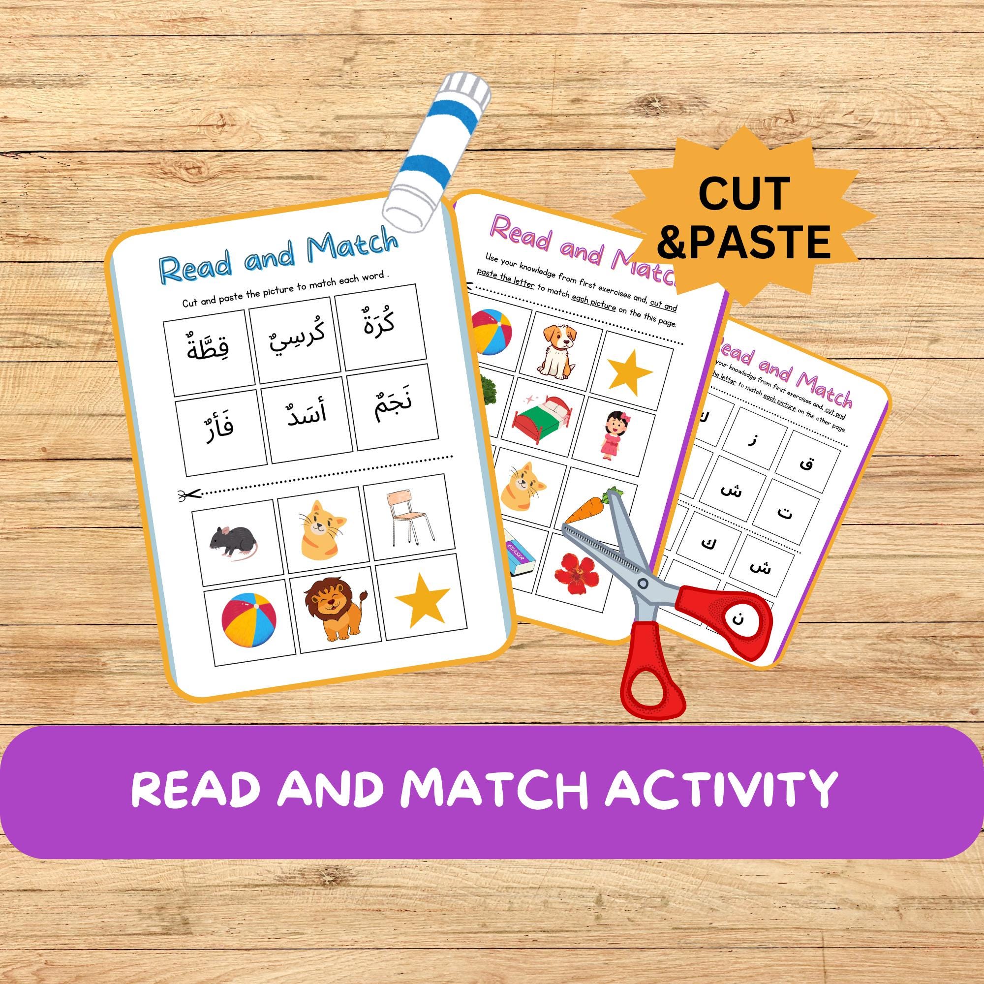 Arabic Read and Match Worksheet: Cut & Paste Activity (printable PDF ...