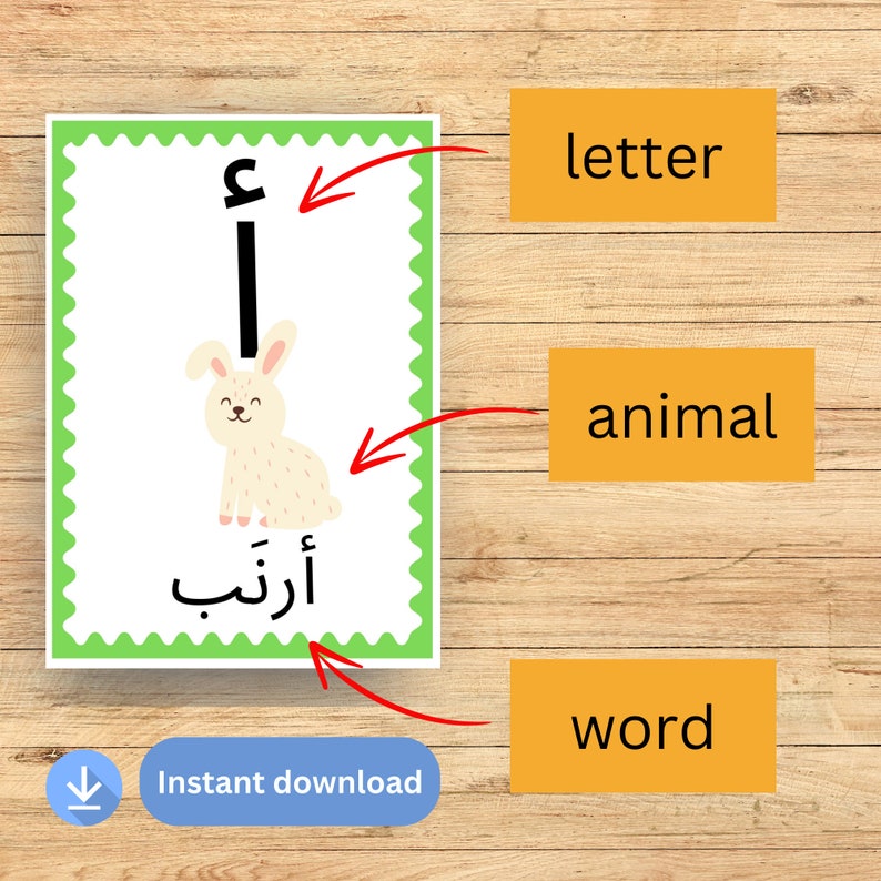 28 Colorful Arabic Animal Flashcards for Kids | Printable Cards | Learn ...