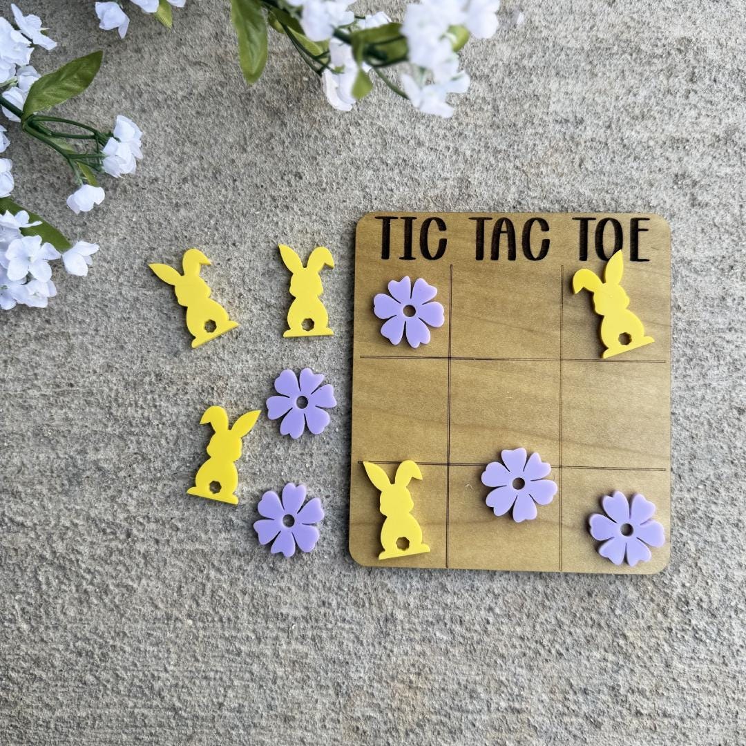Personalized Easter Tic Tac Toe Board, Game for Kids, Easter Basket ...