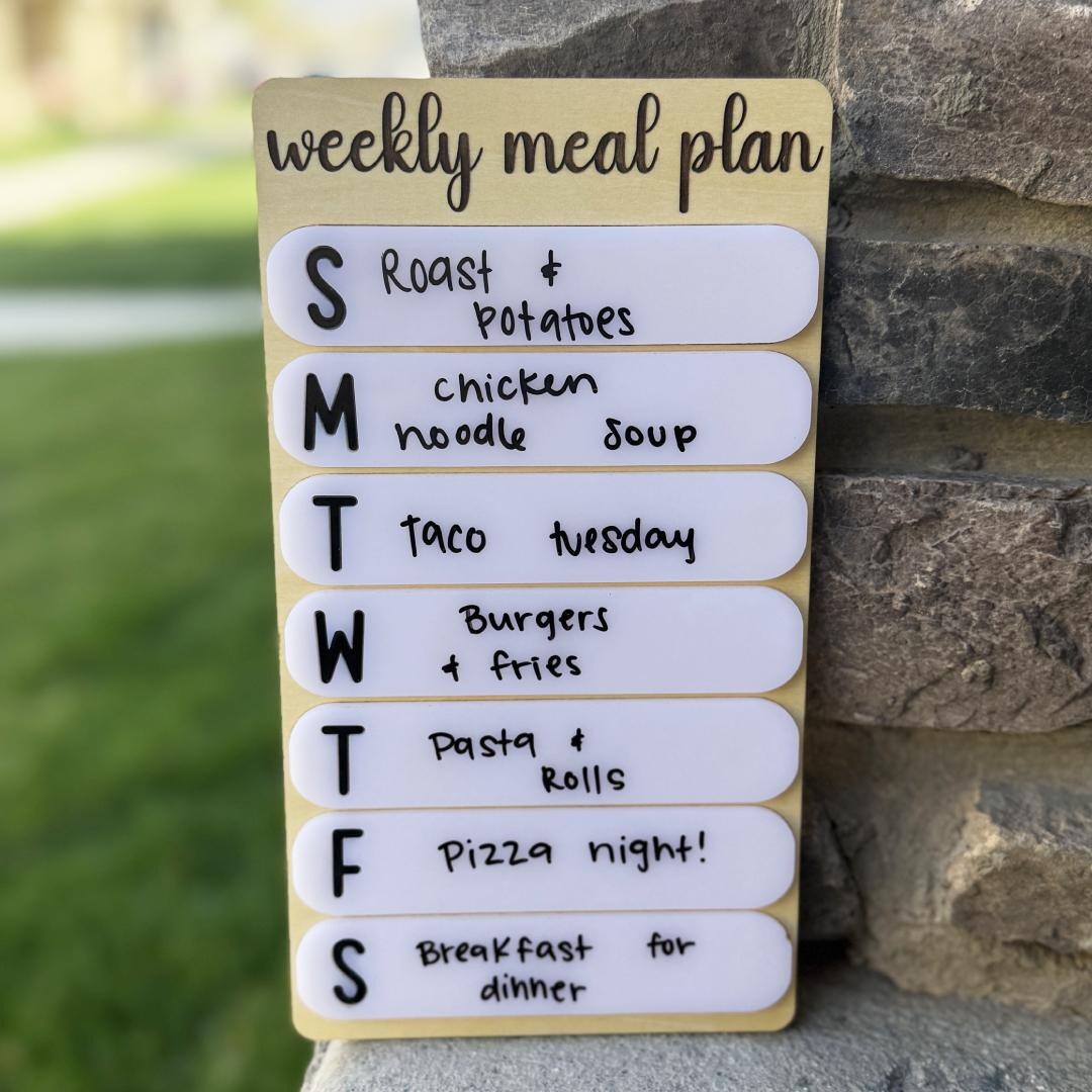 Weekly Menu, Dry Erase Menu, Family Dinner Planning, Reusable Meal ...