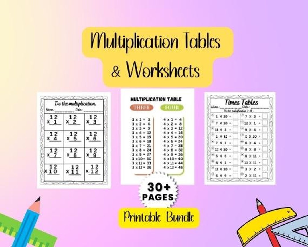Multiplication Table Worksheets Printable PDF With Complete Times Table ...