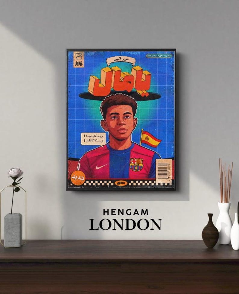 Lamine Yamal Persian Poster | Retro Comic-style FC Barcelona Tribute ...