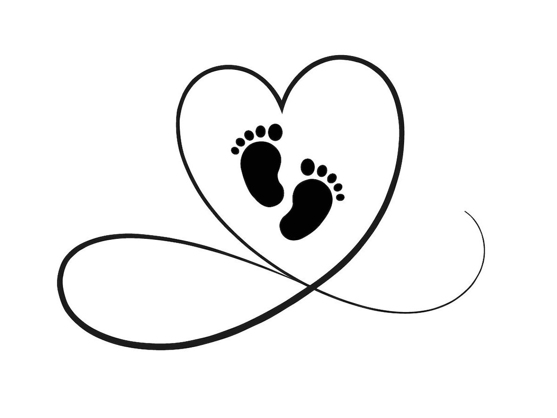 Baby Footprint in the Heart, Baby Feet- Digital Download Svg, Png, Eps ...