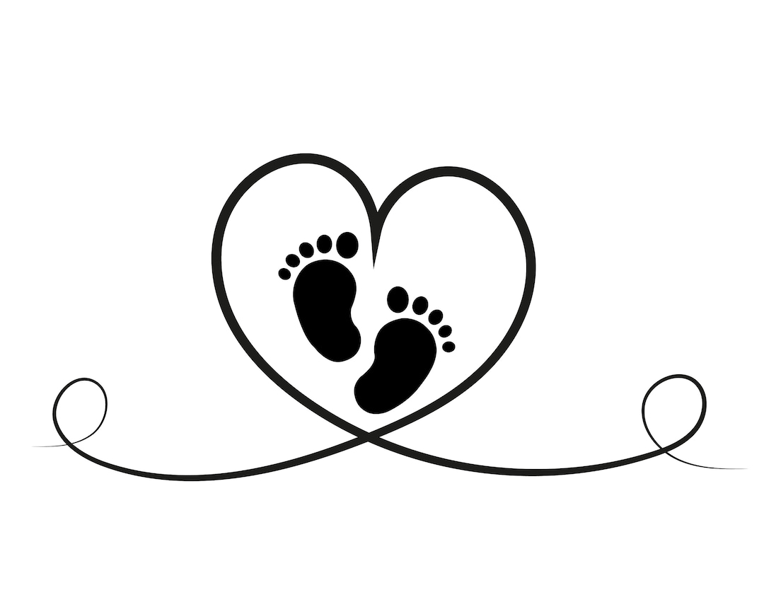 Baby Footprint in the Heart-4, Baby Feet- Digital Download Svg, Png ...