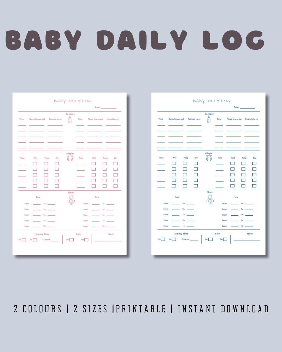 Baby Daily Log, Printable Baby Daily Log Baby Care, Newborn Diary Chart ...