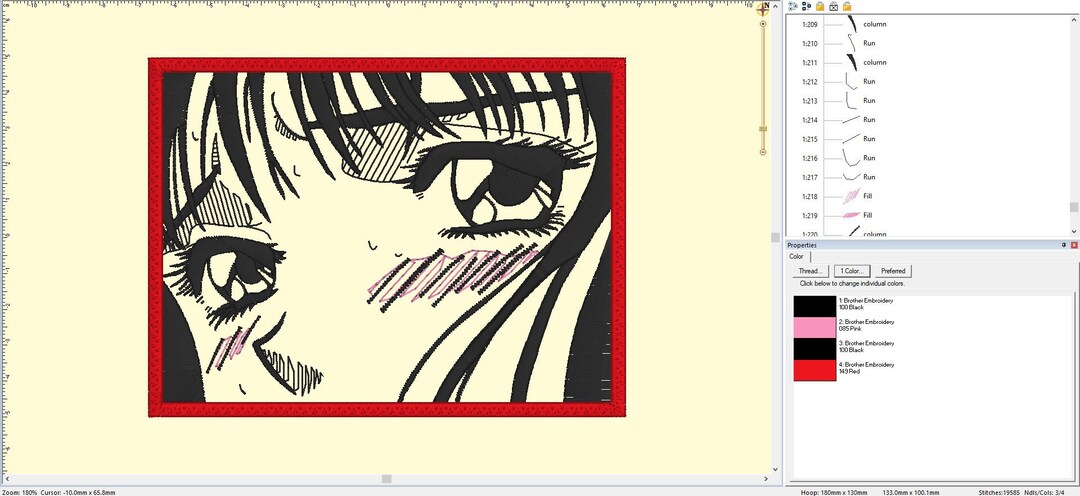 Nervous Anime Girl Eyes Machine Embroidery Design File - Etsy