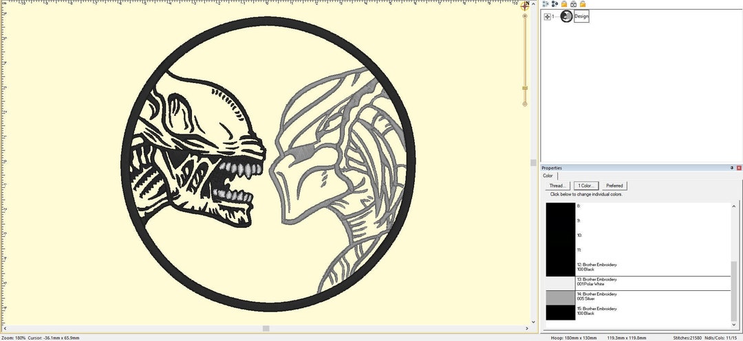 Alien Vs Predator Machine Embroidery Design File - Etsy