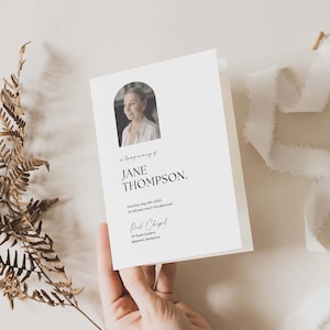 Minimal Funeral Program Template, Memorial Program, Printable Funeral ...