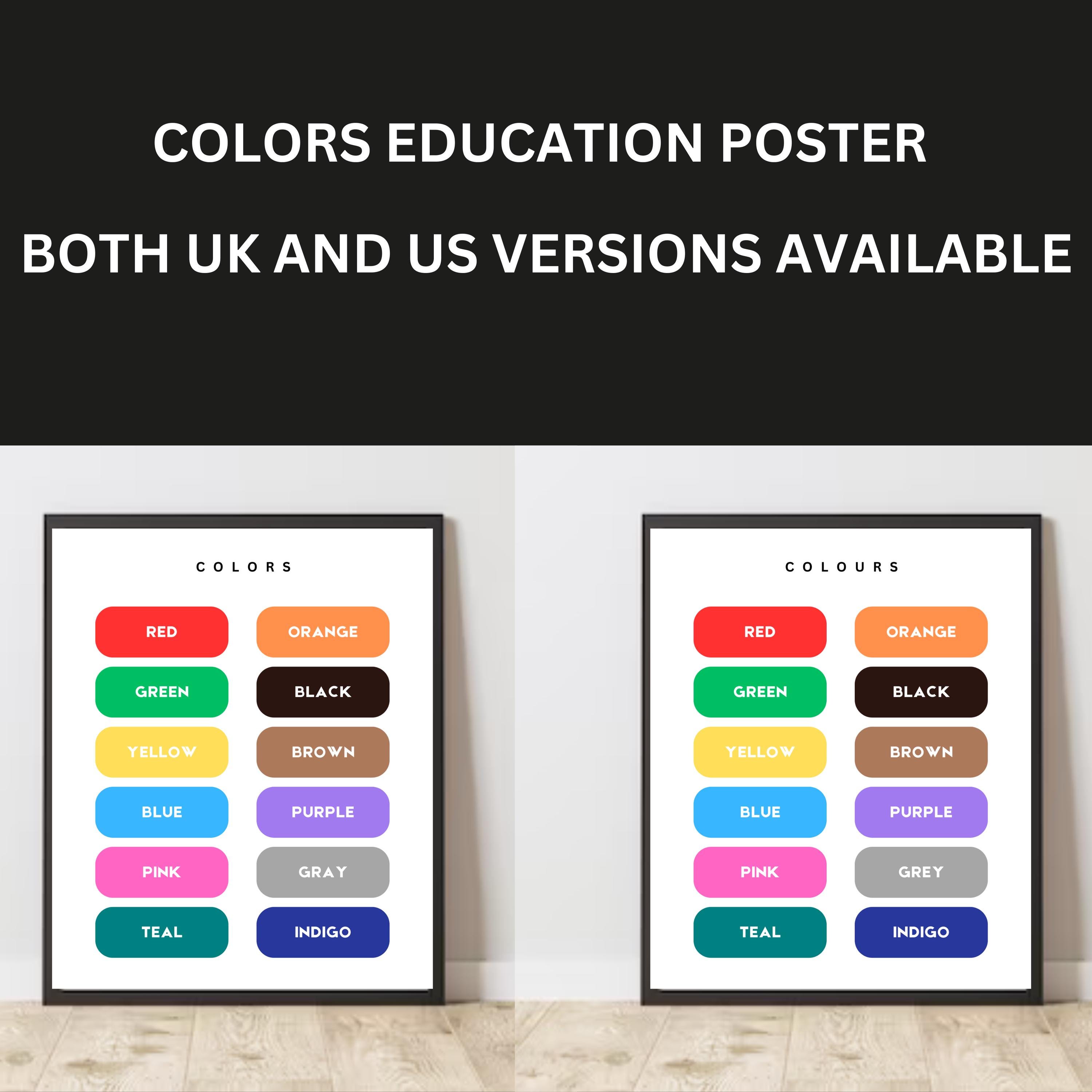 Colors Poster, Classroom Decor, Educational Poster, Colours Educational ...