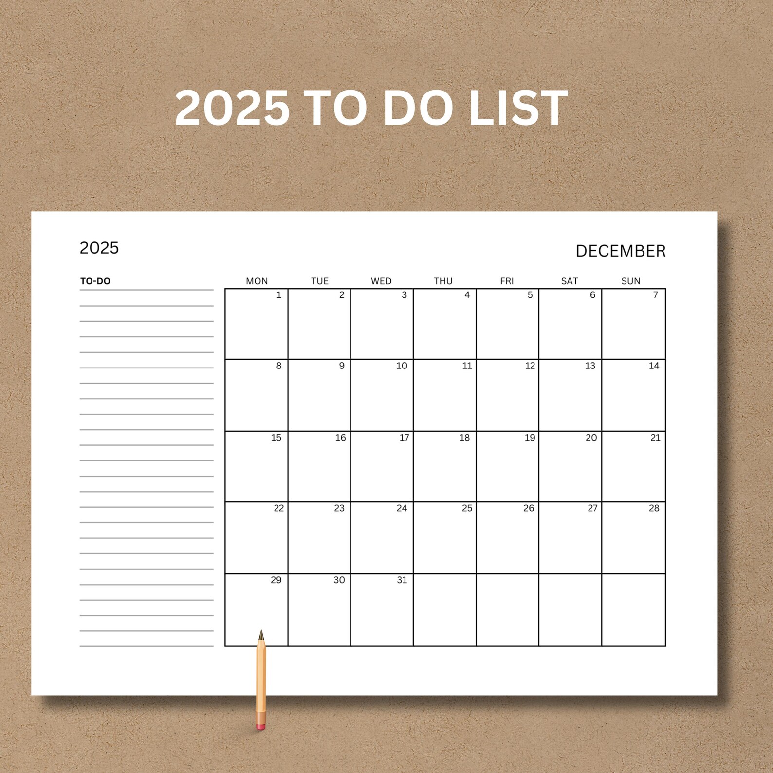 Printable 2025 Monthly to Do List Landscape, Monthly Organizer, Month ...