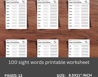 100 Printable Sight Words, Kindergarten Sight Word Worksheets ...