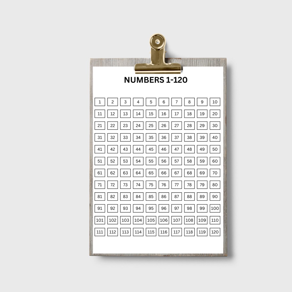 Number Chart 1-120 Numbers 1 to 120 Printable Numbers and Counting Math ...