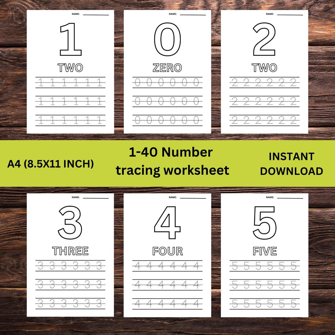 40 Number Tracing Worksheets, Traceable Numbers, Preschool Worksheets ...