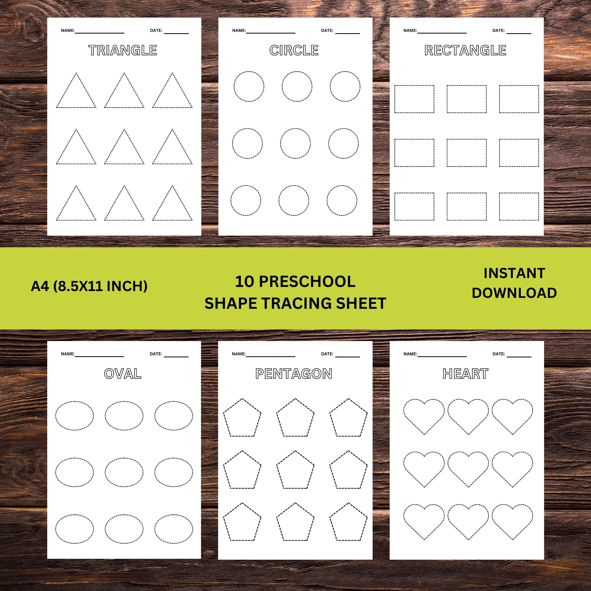 Preschool Shape Tracing, Basic Shape Tracing, Shape Tracing Worksheets ...