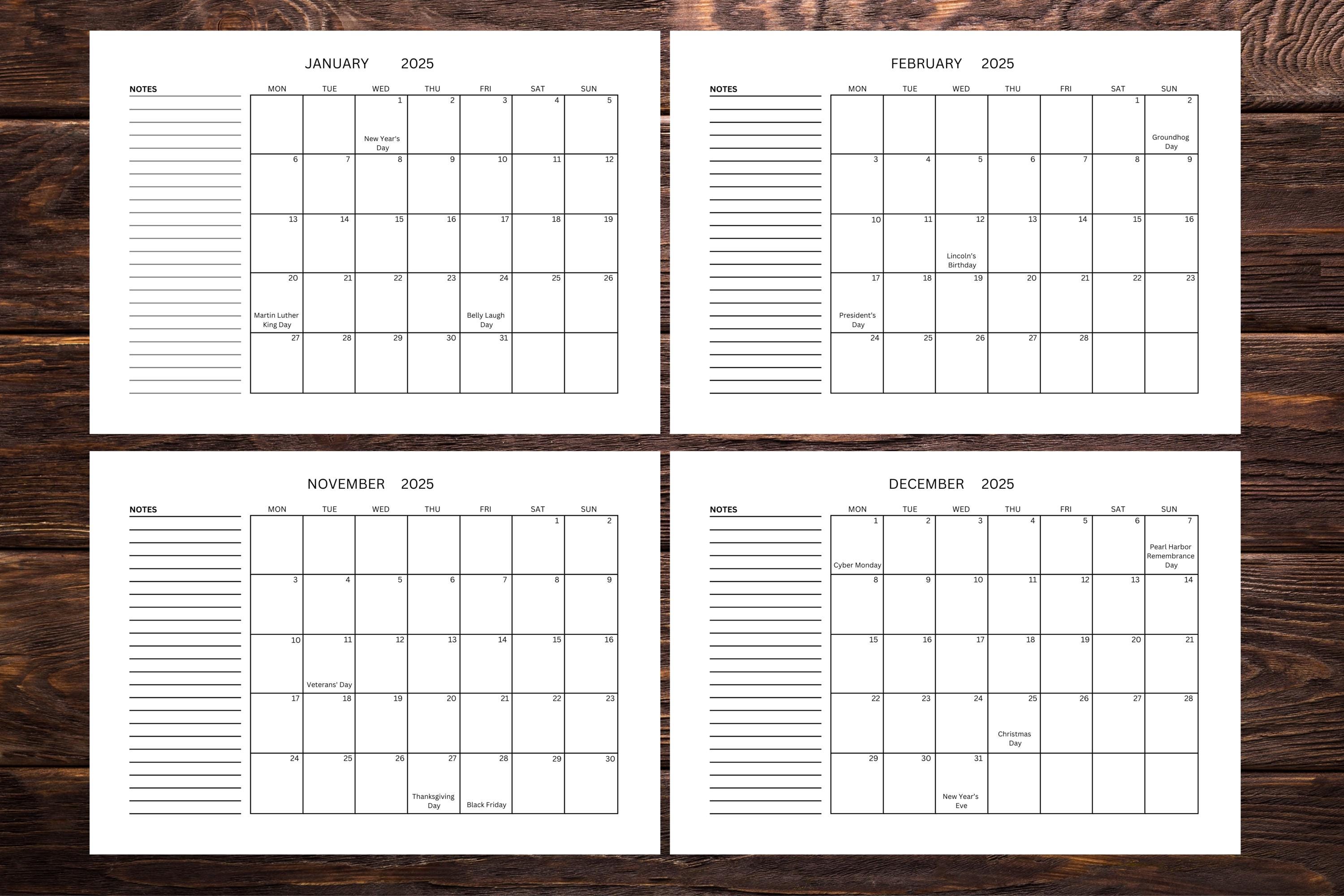 Printable 2025 Monthly Planner With Holidays, Monthly Organizer, Month ...