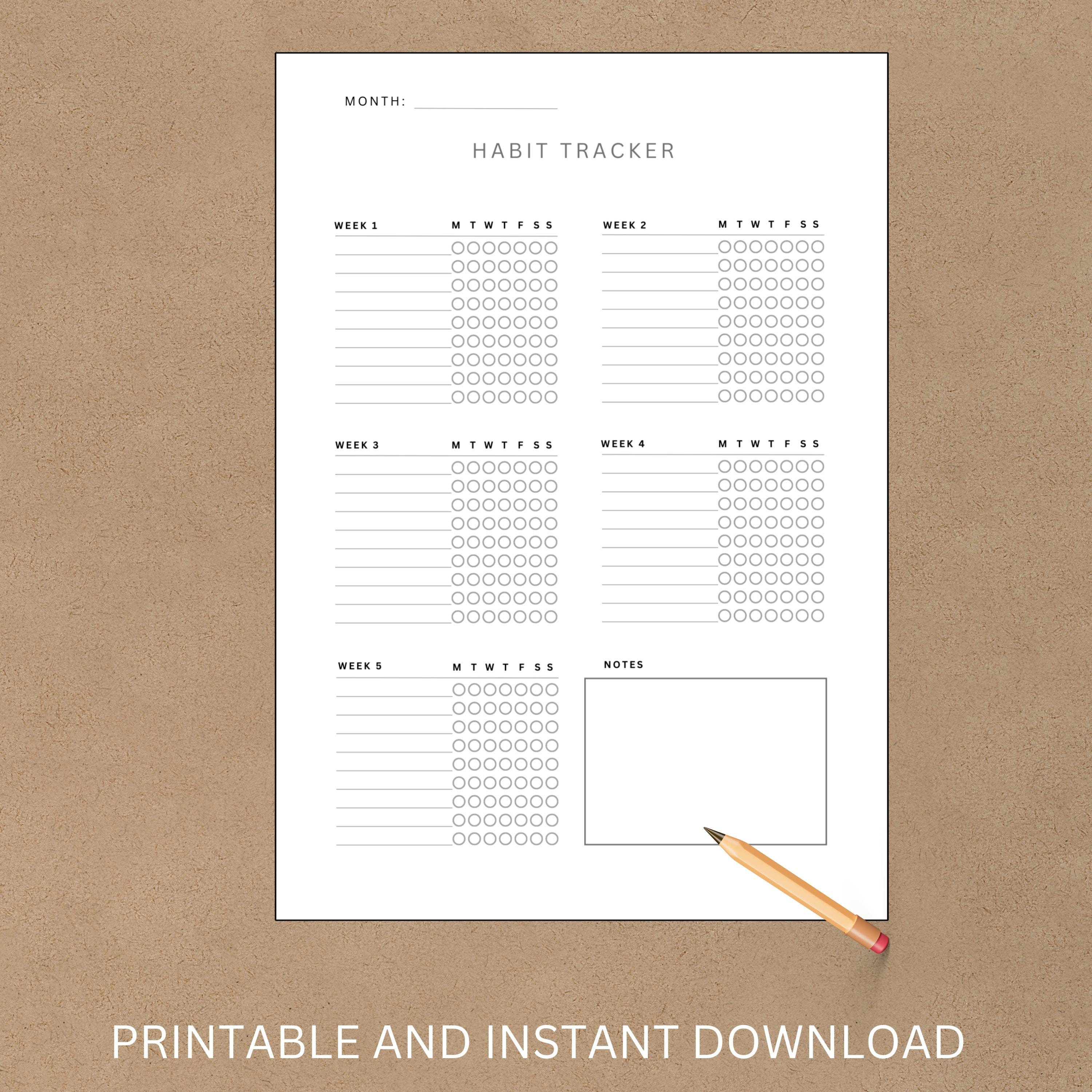 Monthly Habit Tracker Printable Planner Habit Tracker Template Routine ...