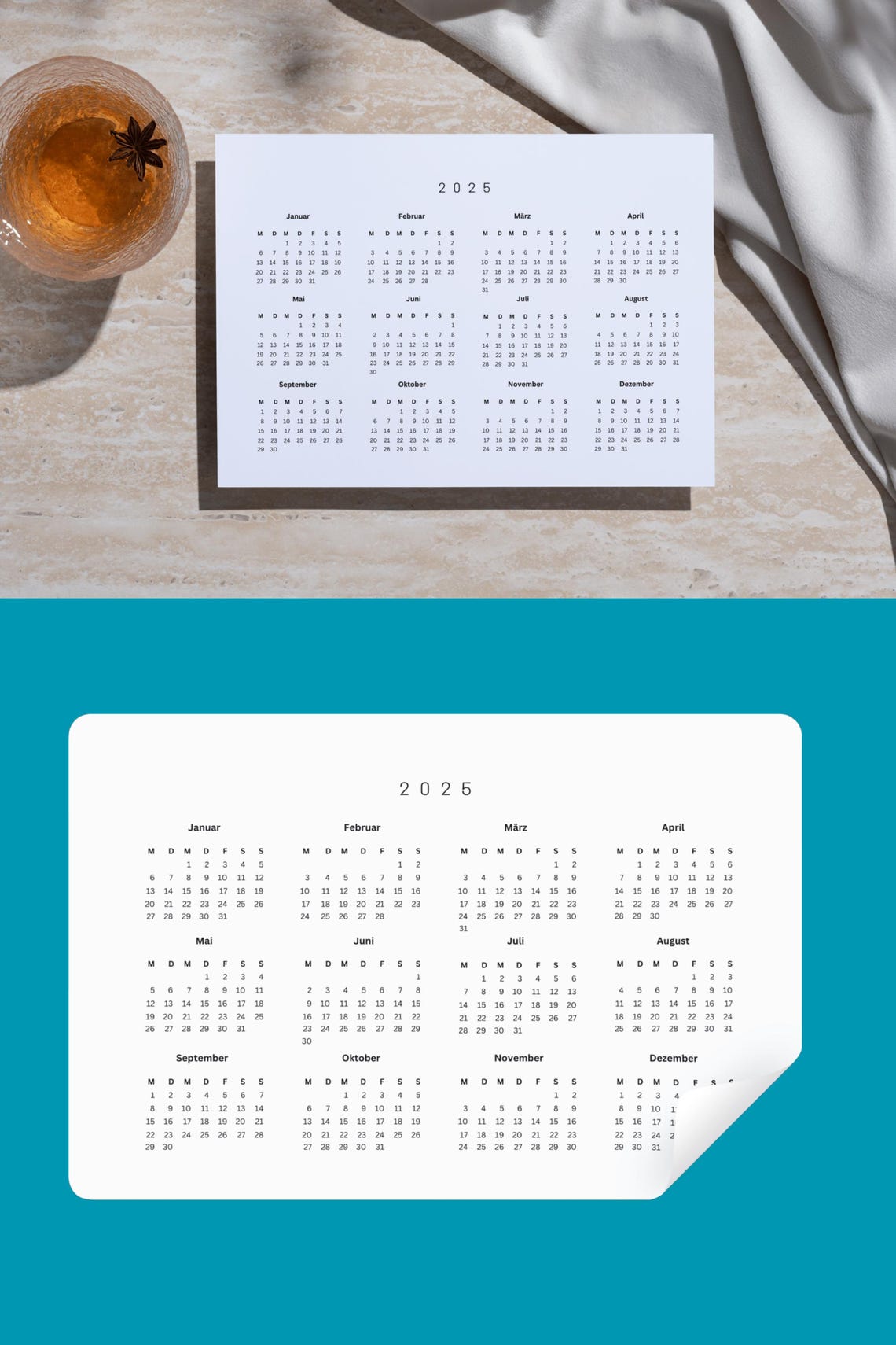 Printable 2025 Year Calendar German Version Landscape Instant Download ...
