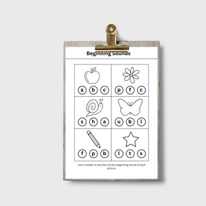 10 Printable Beginning Sounds Worksheets Preschool-1st Grade Phonics ...