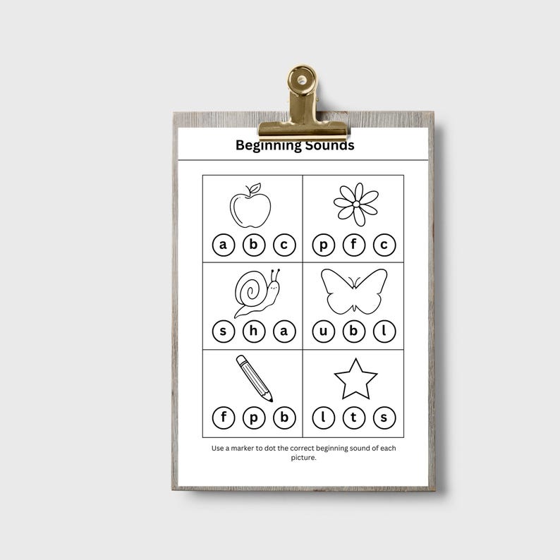 10 Printable Beginning Sounds Worksheets Preschool-1st Grade Phonics ...