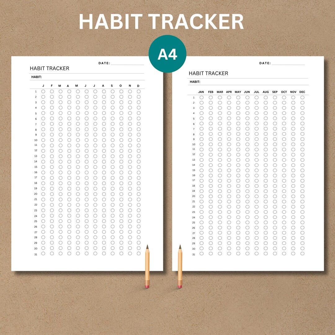 Yearly Habit Tracker Printable Instant Download & Fillable, Routine ...