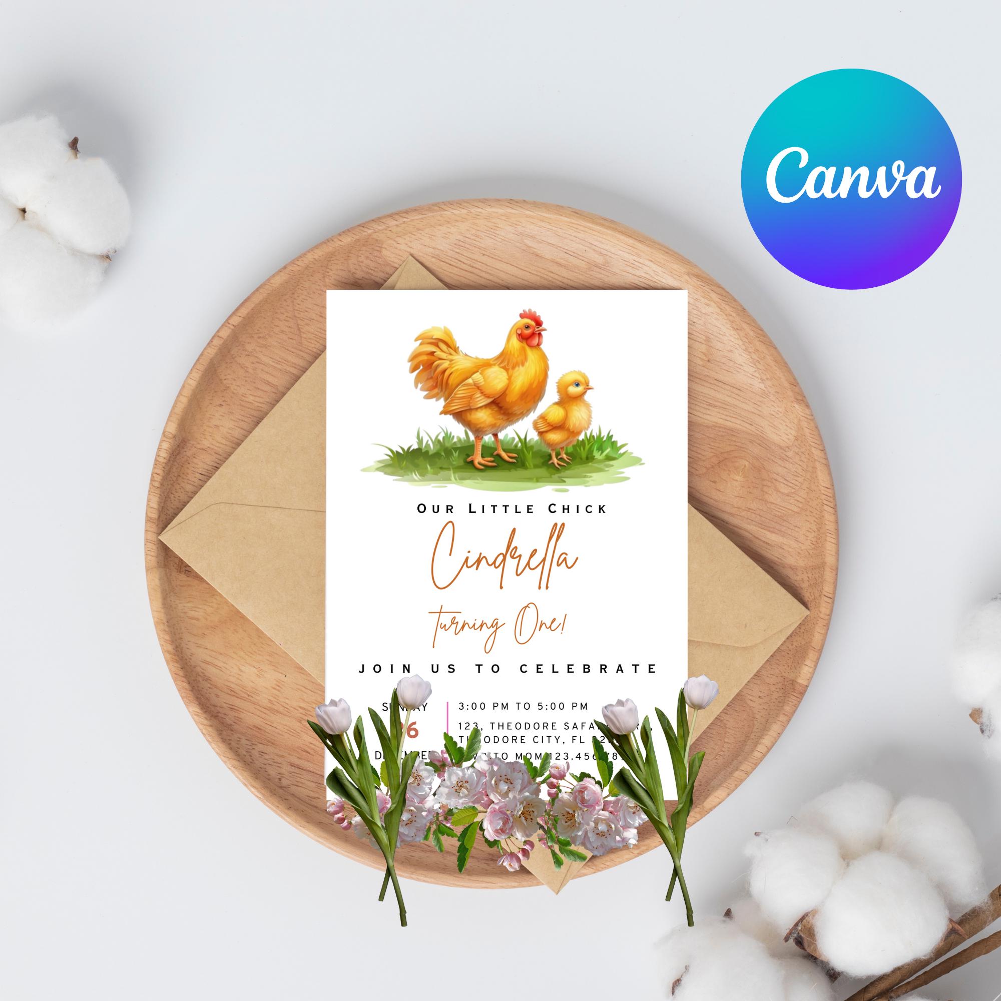 Editable Chicken Birthday Invitation, Instant Download, Chicken ...