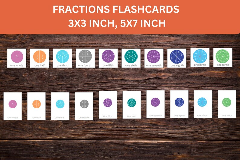 Fractions Flashcards, Math Flashcards Education, Homeschooling ...