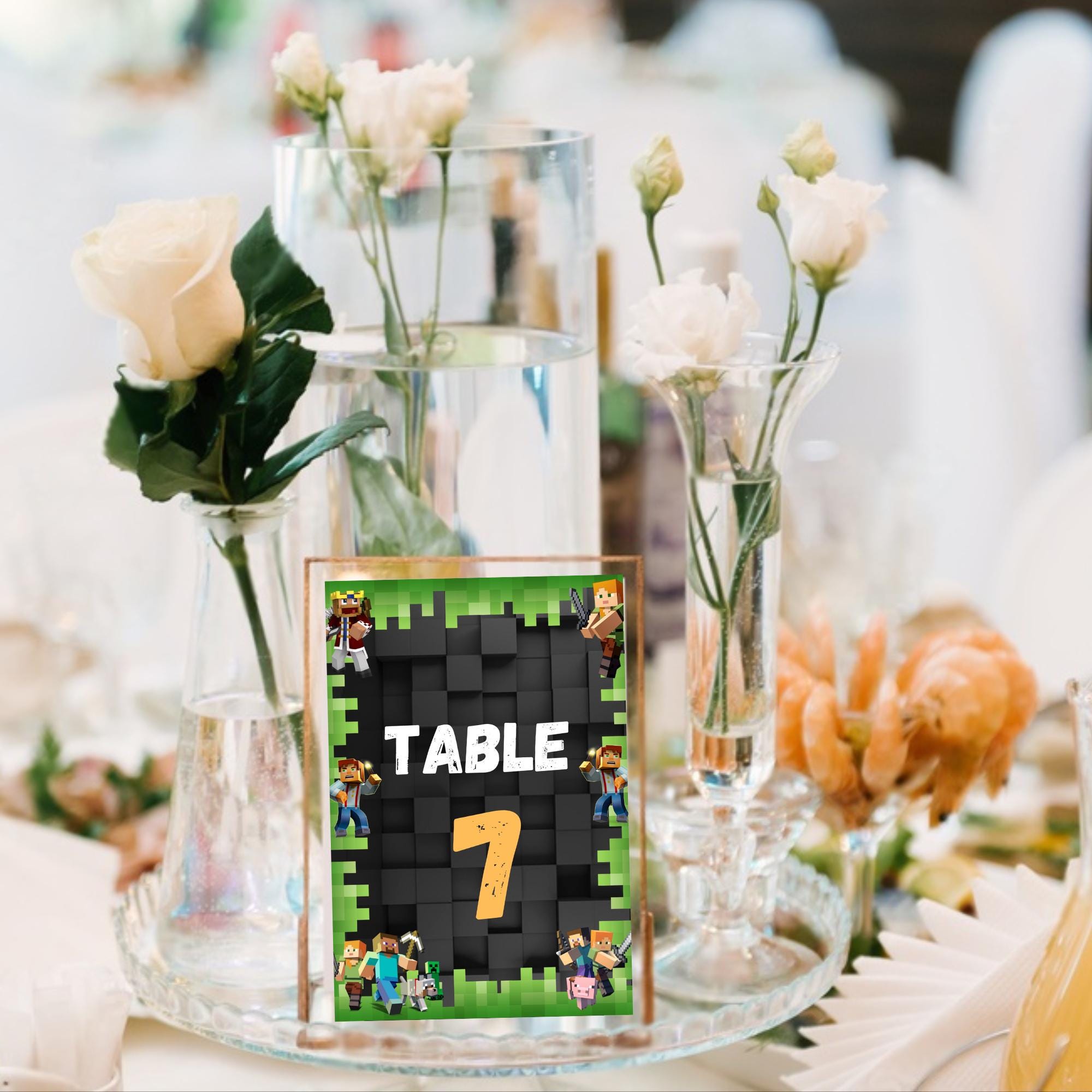 Mine Theme Crafter Table Numbers Editable in Canva From 1 to 12 Create ...