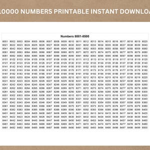 1-10000 Numbers Chart List | Each Page Has 500 Words| Count to 10000 ...