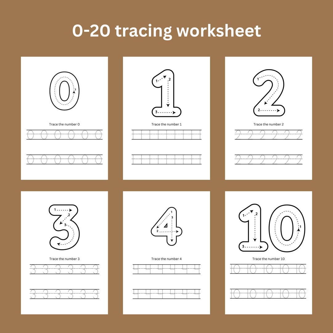 Printable 20 Number Tracing Worksheets, Traceable Numbers, Preschool ...