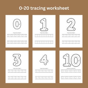 Printable 20 Number Tracing Worksheets, Traceable Numbers, Preschool ...