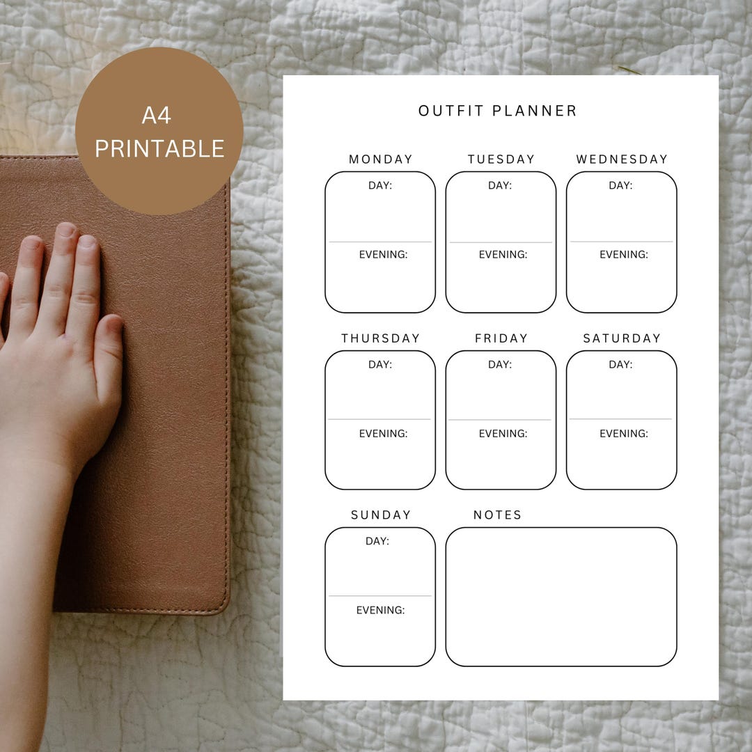 Printable Weekly Outfit Planner for Work, Daily Activities, Special ...