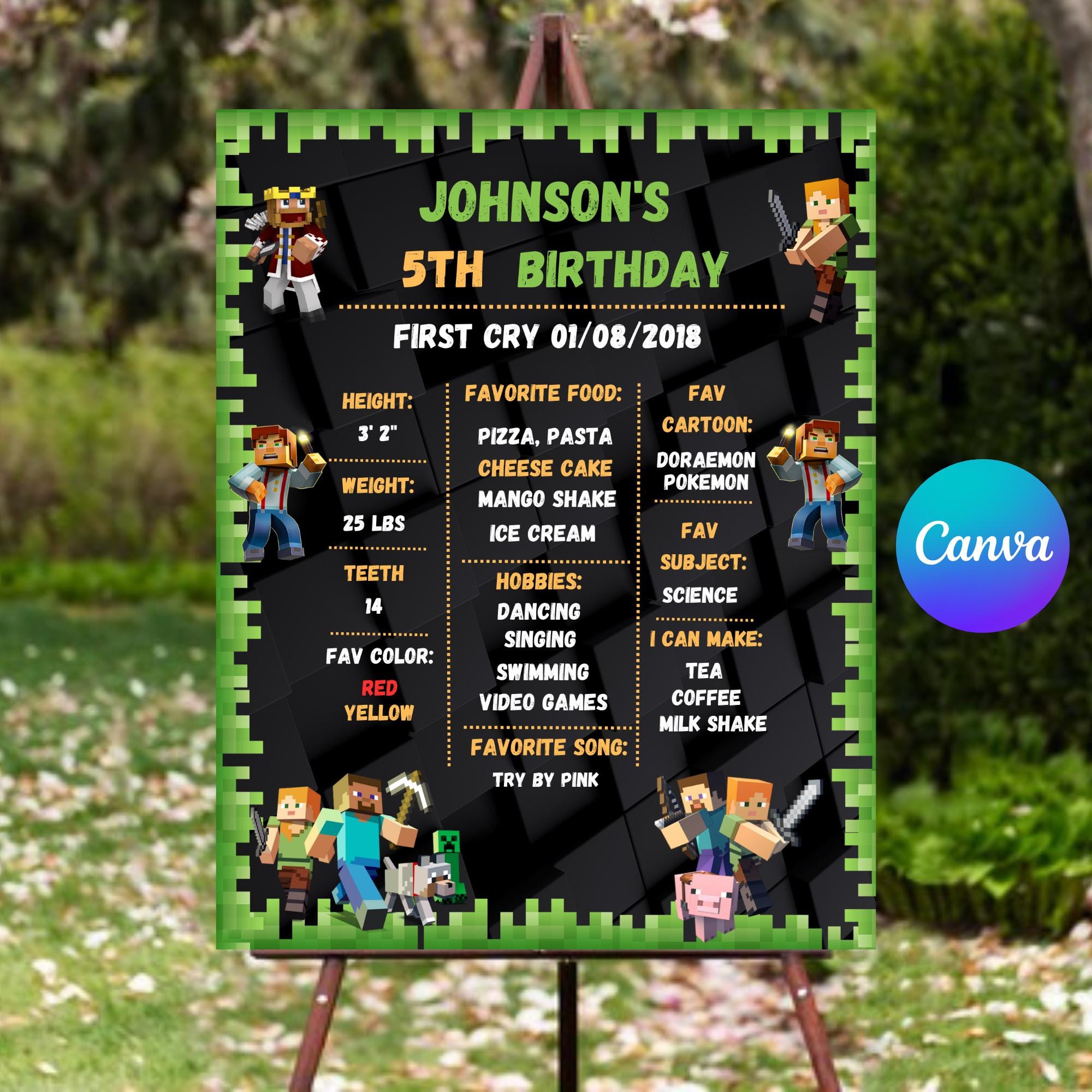 Editable Mine Theme Milestone Board Birthday Template Poster Banner ...