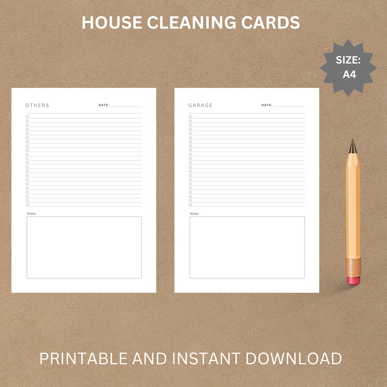 Printable House Cleaning Cards Instant Download, Cleaning Checklist by ...