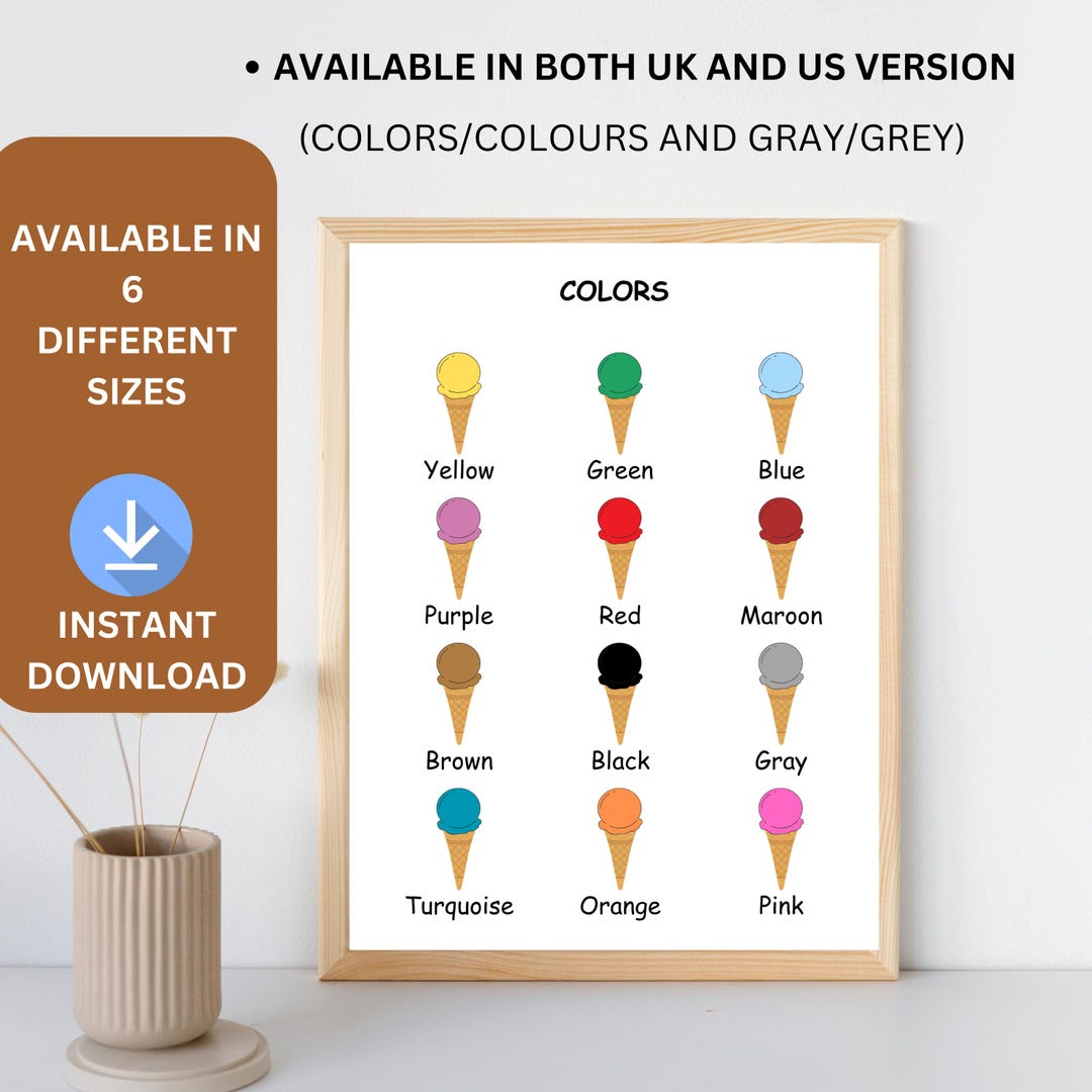 Colors Educational Poster, Montessori Poster, Learn Colors, Classroom ...