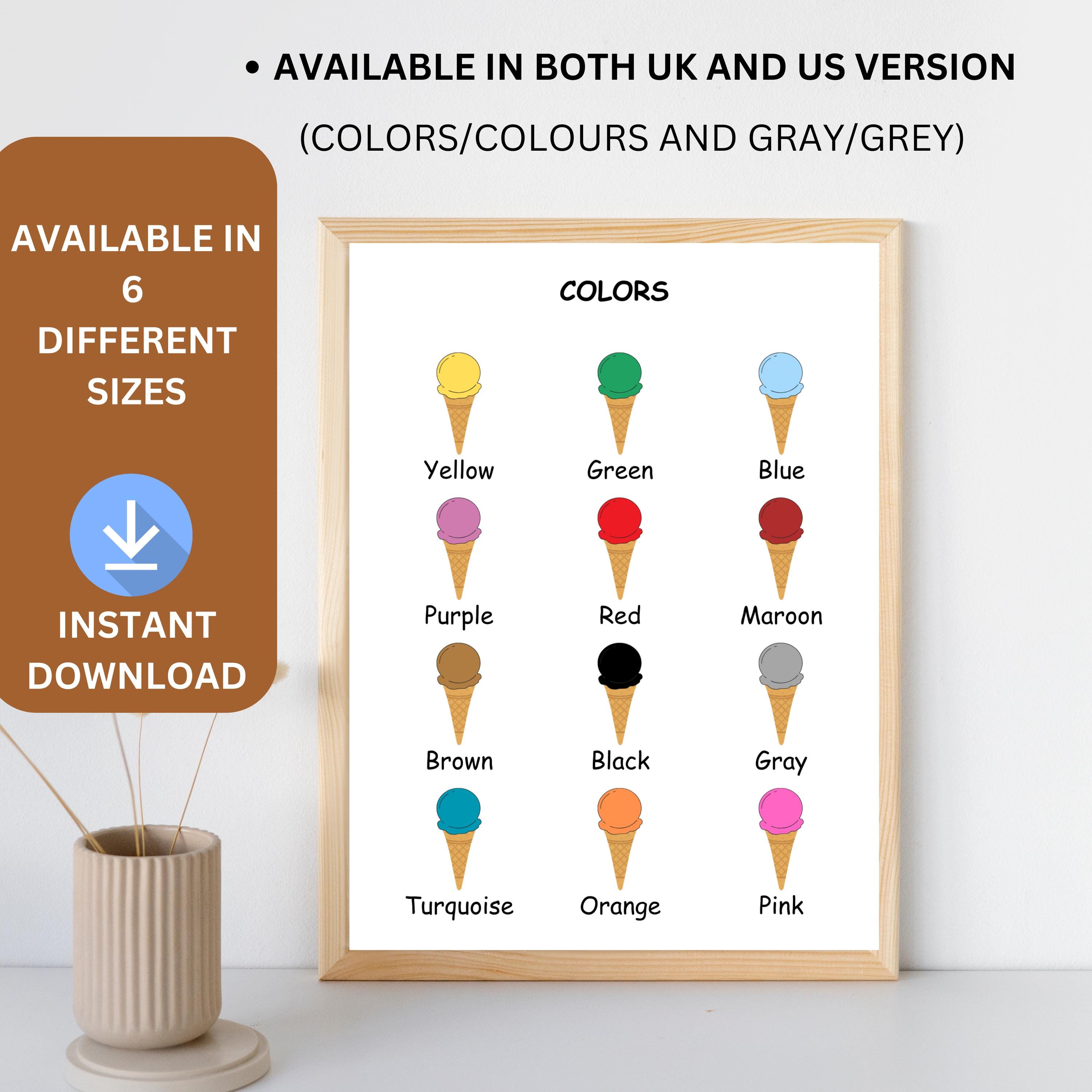 Colors Educational Poster, Montessori Poster, Learn Colors, Classroom ...