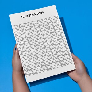 Number Chart 1-120 Numbers 1 to 120 Printable Numbers and Counting Math ...