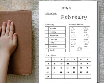 12 Month Printable Preschool Calendar Worksheet Pages, Month, Day, Date ...