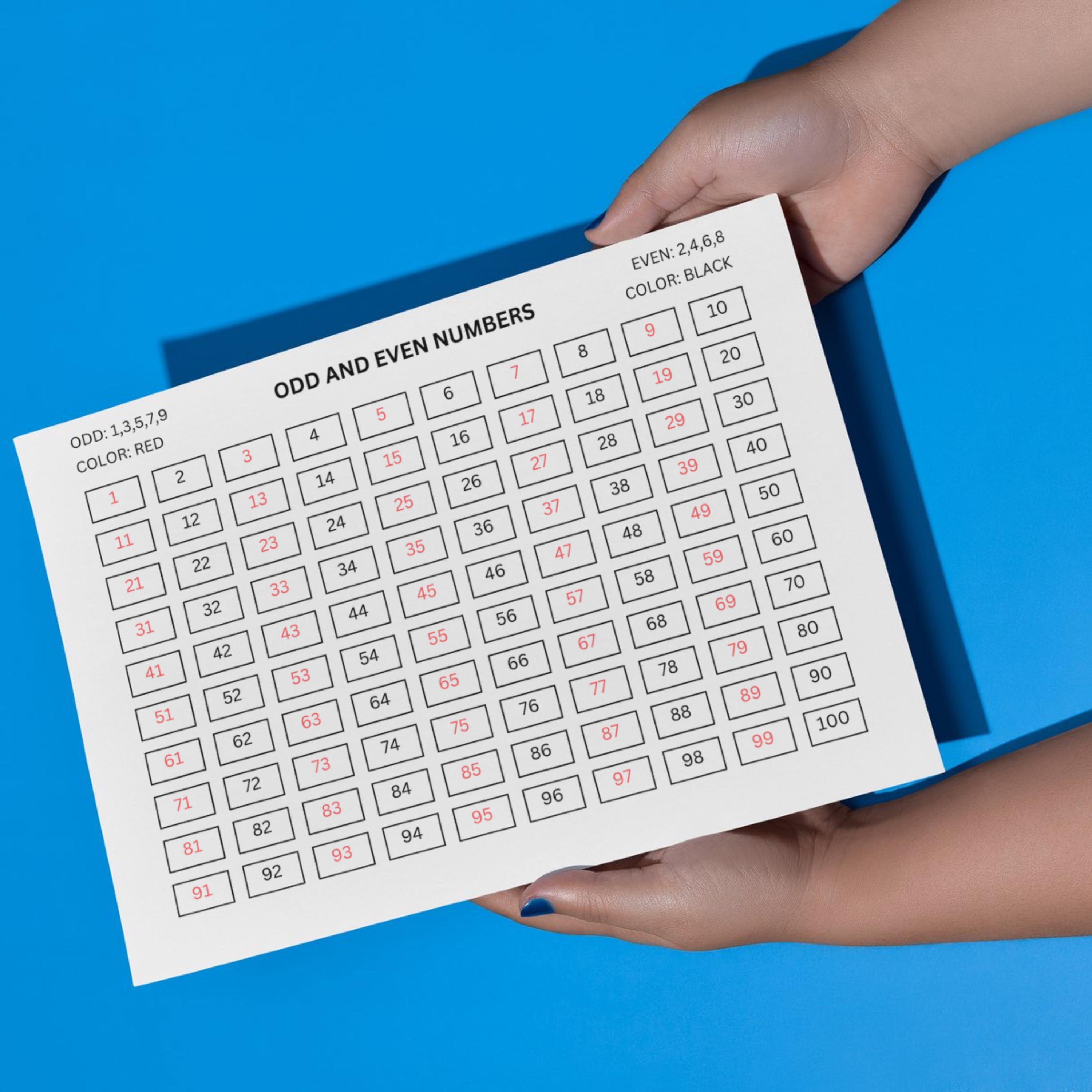 Odd and Even Numbers | Printable Number Chart | Odd Numbers | Even ...