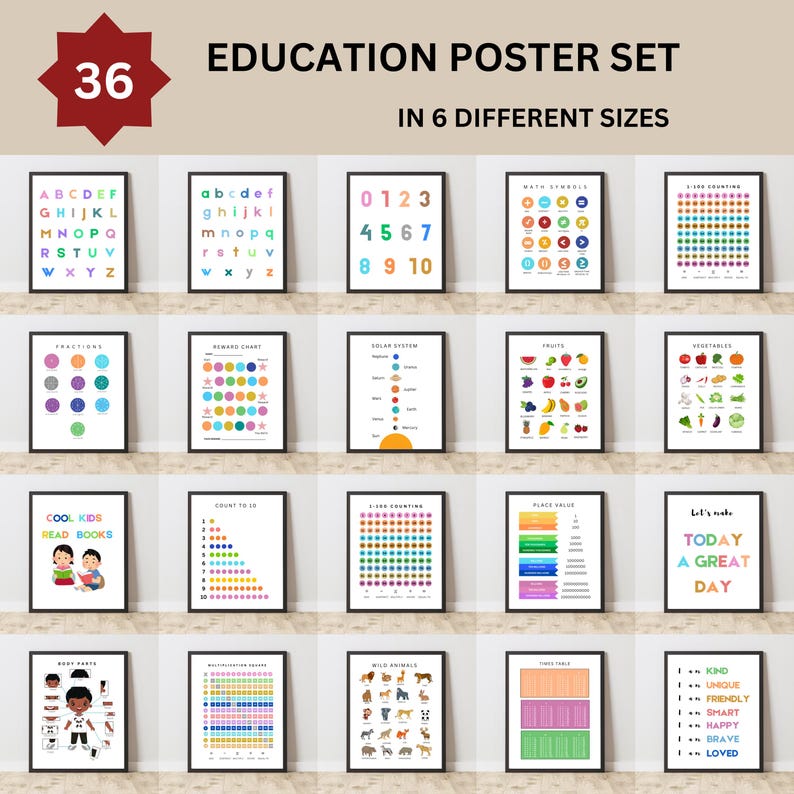 38 Classroom Decor Bundle Set, English Homeschool Educational Posters ...