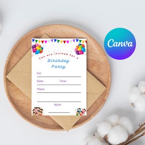 Blank Birthday Invitation Template PDF Instant Download Fill in Blank ...