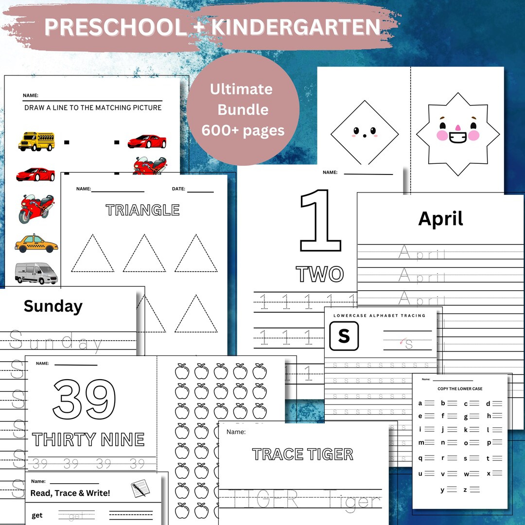 Preschool Pre-k + Kindergarten Learning Bundle | +600 Pages | Printable ...