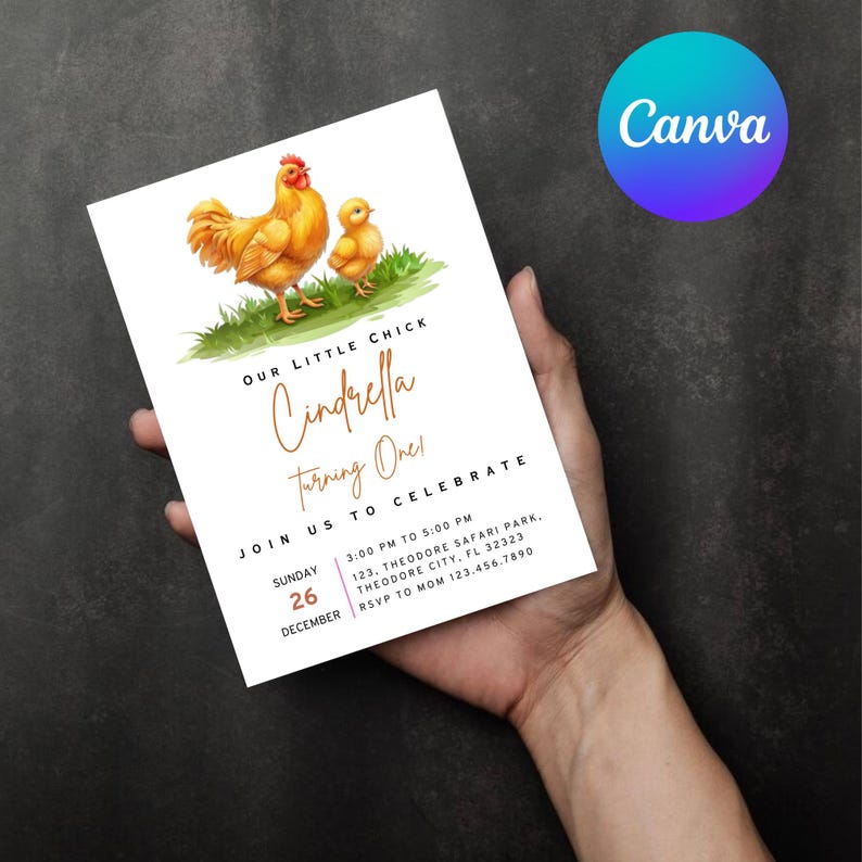 Editable Chicken Birthday Invitation, Instant Download, Chicken ...