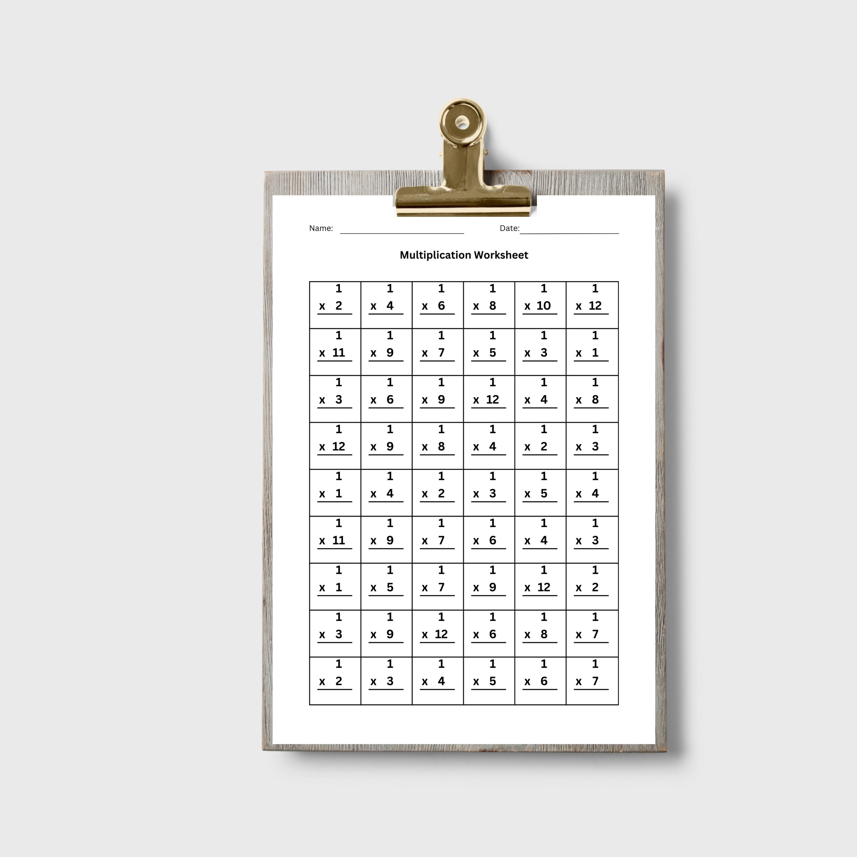 Printable Multiplying Practice Worksheets. Numbers 1-12. 1st-4th Grade ...