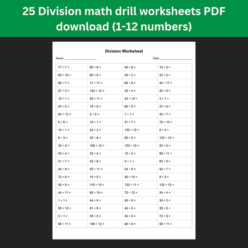25 Printable Division Worksheets PDF Download, Fill in the Blanks ...