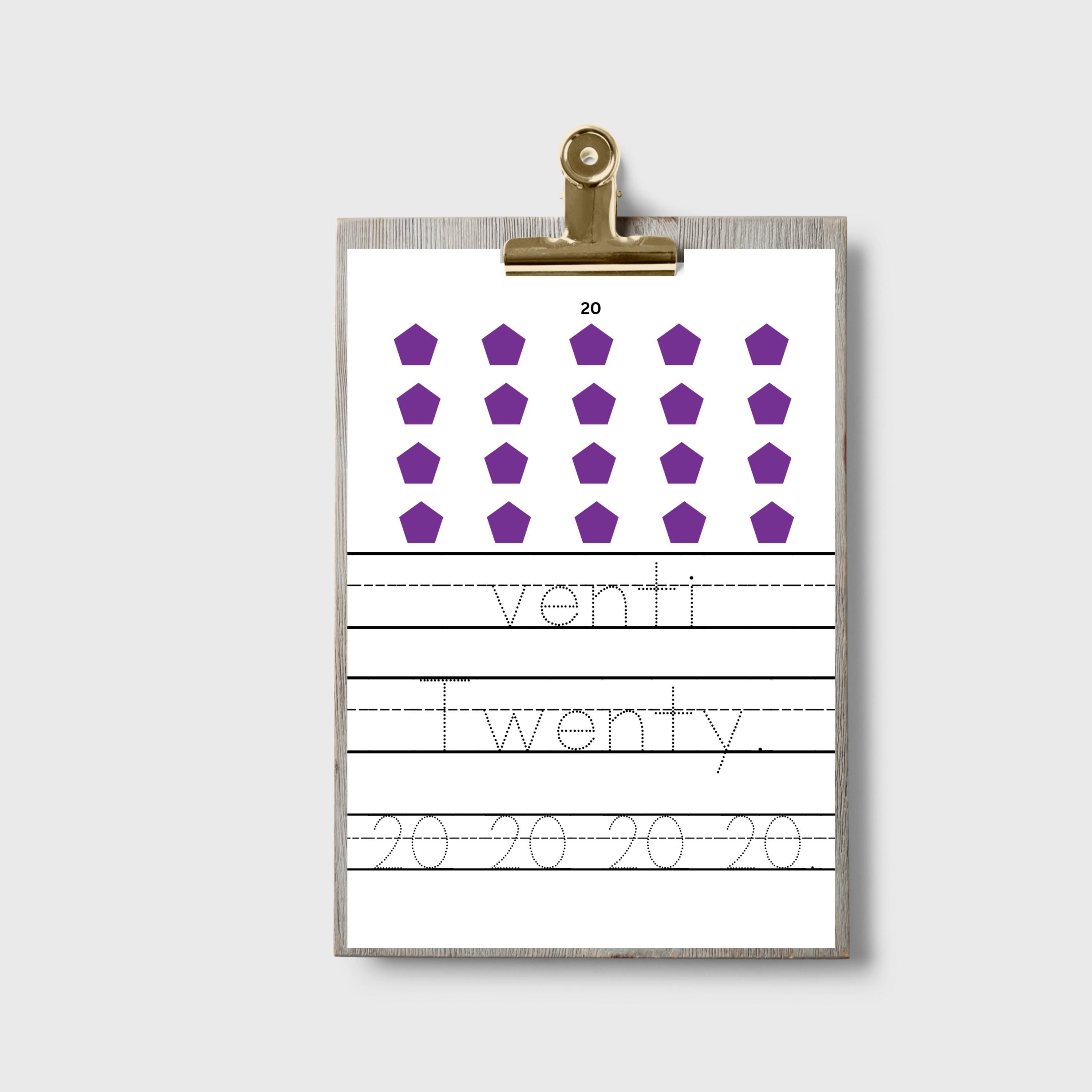 0-20 Number Tracing Worksheets Bilingual English and Italian Traceable ...