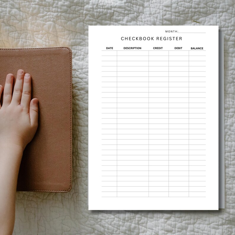 Instant Download Checbook Register Printable, Check Transaction Tracker ...