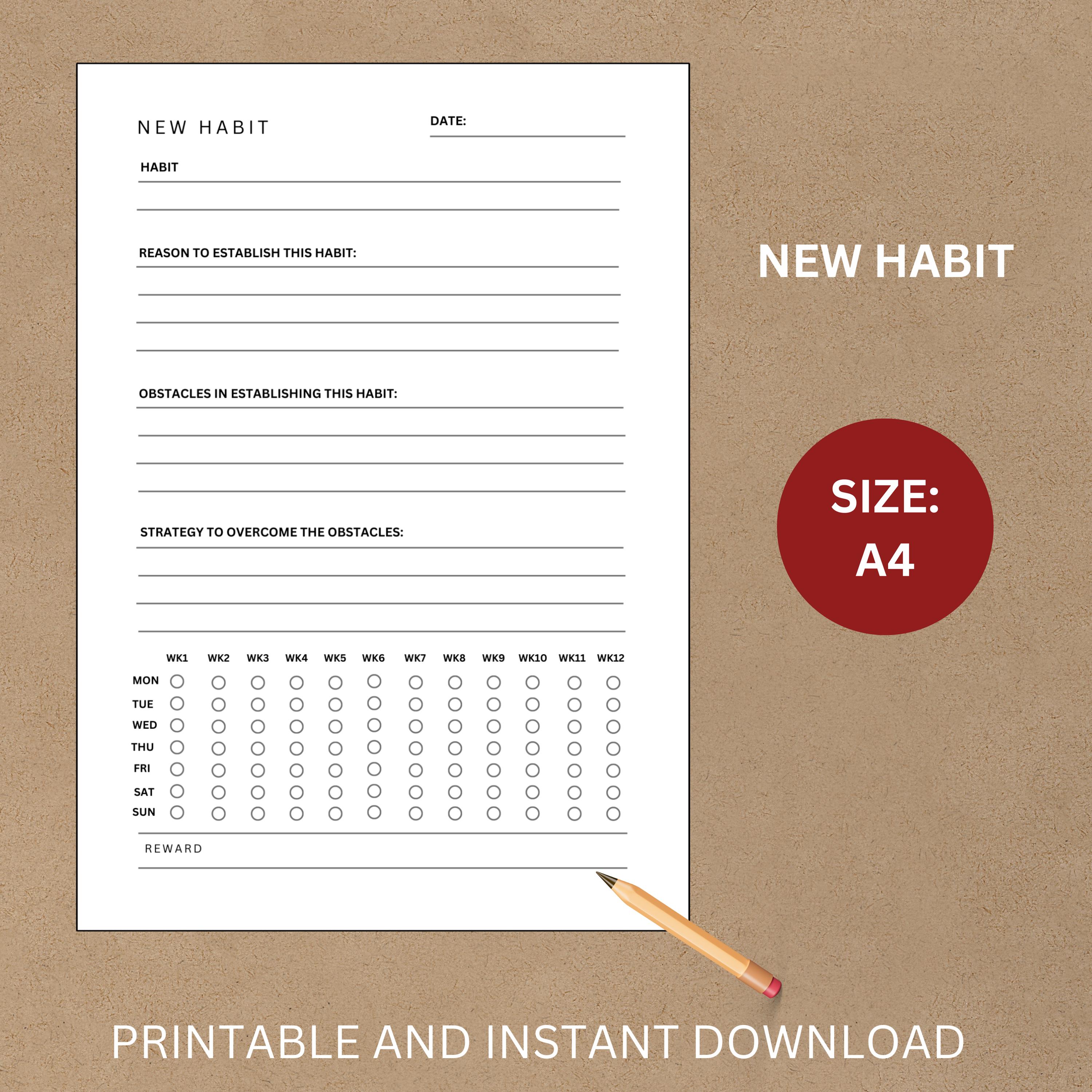 Printable Build a New Habit Planner, 12 Week Habit Tracker Journal, New ...