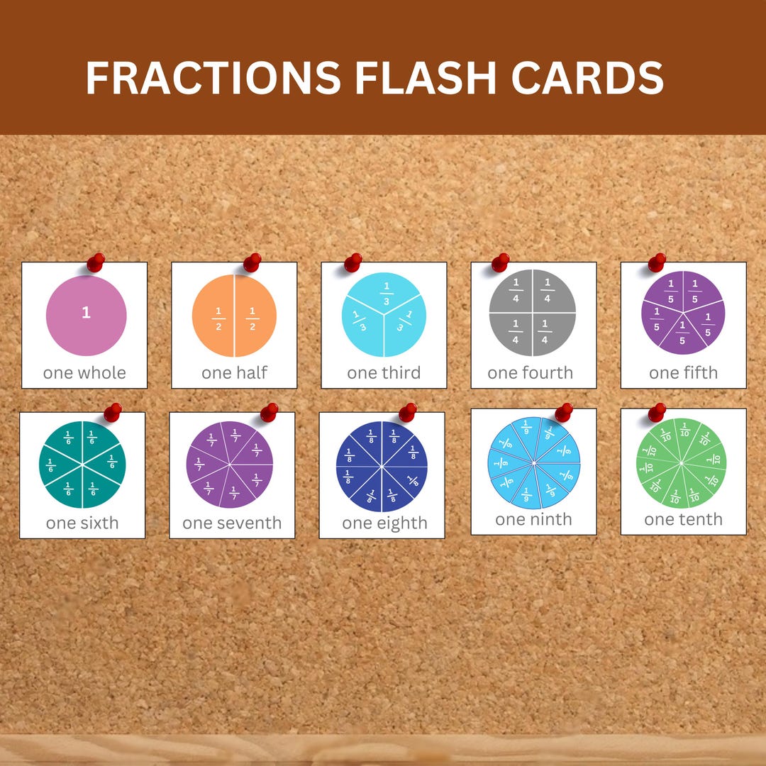 Fractions Flashcards, Math Flashcards Education, Homeschooling ...