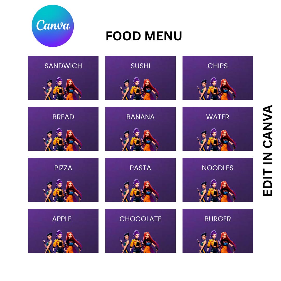 K-pop Demon 3 Hunters Food Labels Menu Personalized Printable Party ...