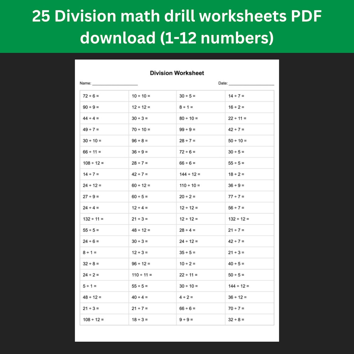 25 Printable Division Worksheets PDF Download, Fill in the Blanks ...
